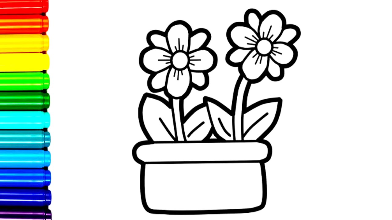 Flowers pot Drawing || flowers vase Drawing || how to draw a flower pot ...