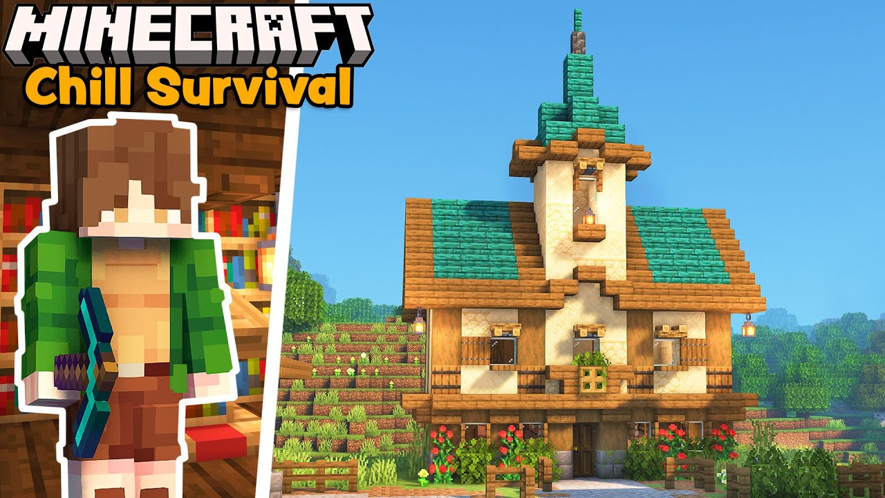 I Built a Cottagecore Library for Book Enchantments! - Minecraft Chill ...