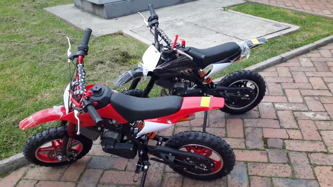 Mini Moto Cross para niños 49 CC Freno Disco - YouTube