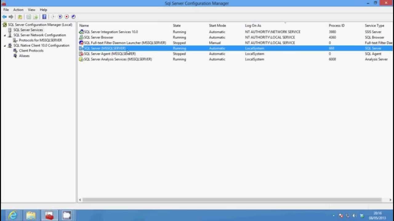 cant start sql server service - YouTube