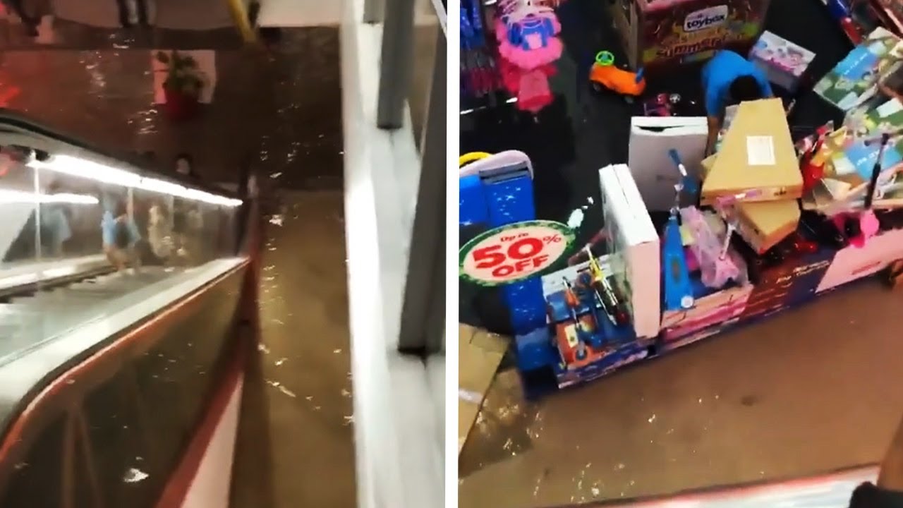 Shopping Mall Flooded By Heavy Rain - YouTube