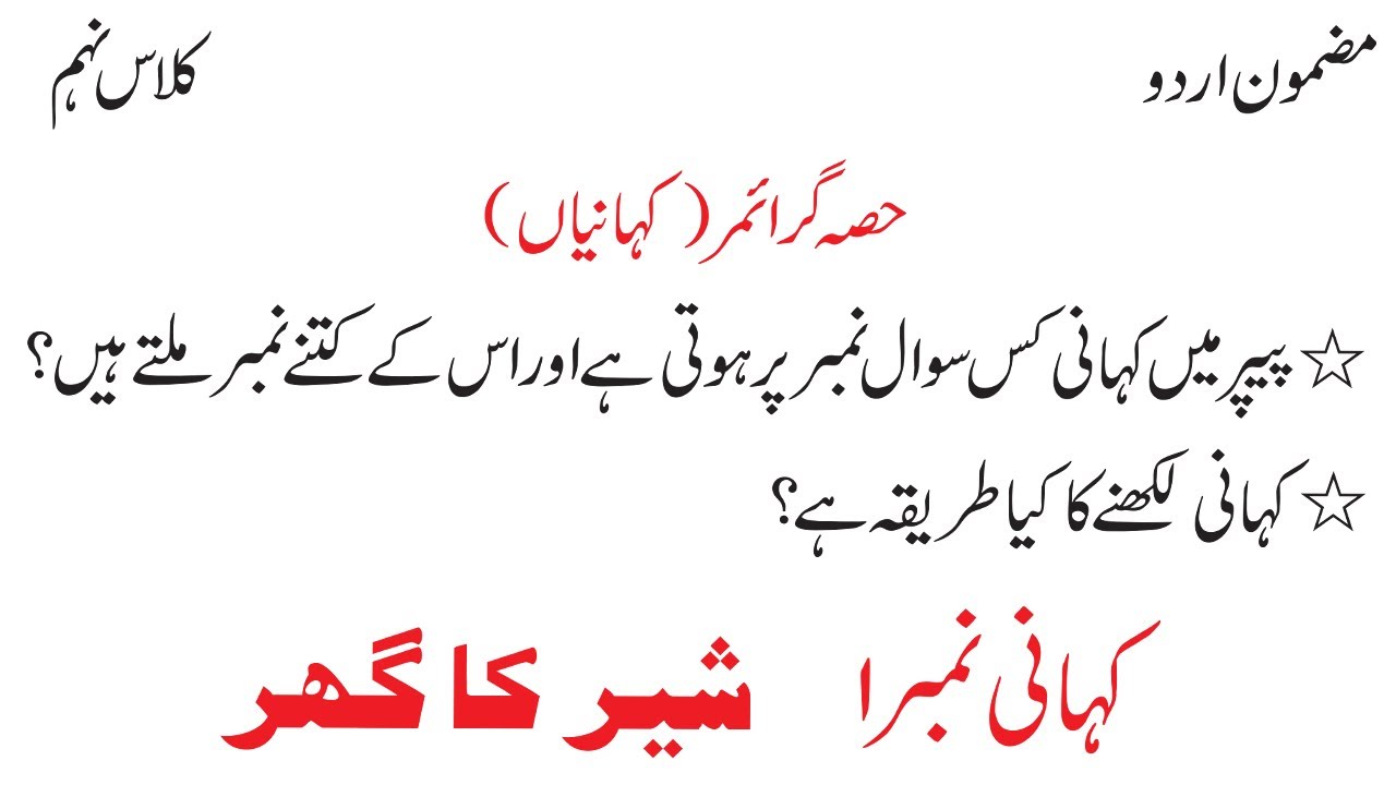 Sheer ka Ghar || Class 9th Urdu Stories || Story No. 1 || Educational ...