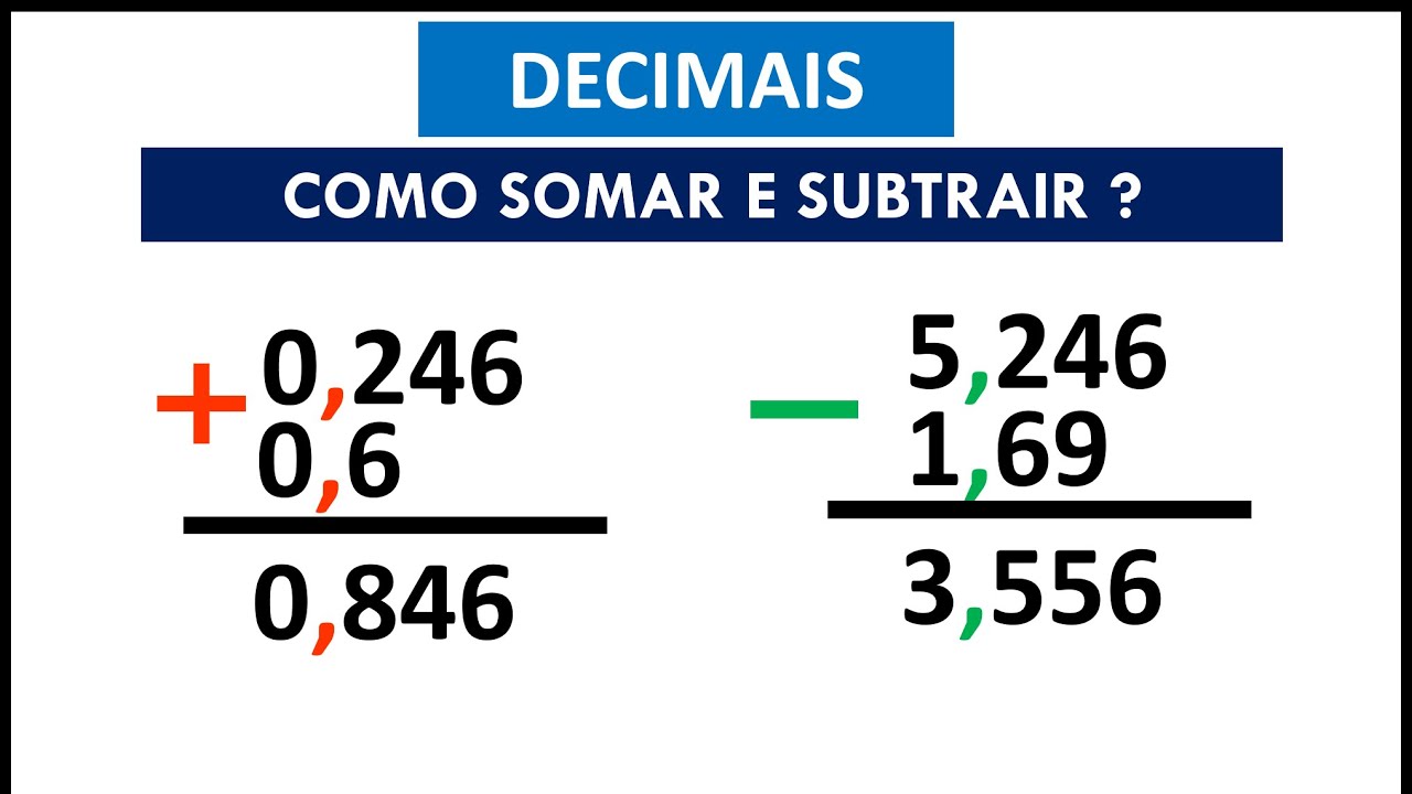 Decimais AdiÇÃo E SubtraÇÃo Youtube