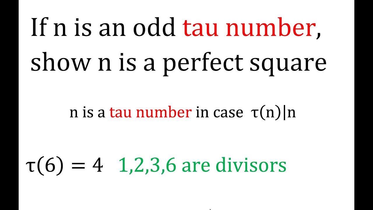 Proof that odd tau number is a perfect square without appealing to the ...