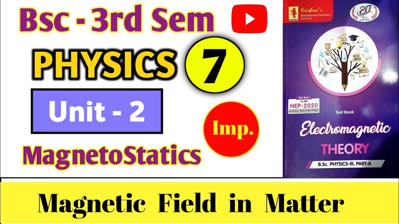 Lec - 7 | Magnetic Field in Matter | B.Sc 3rd Sem Physics Unit 2nd ...