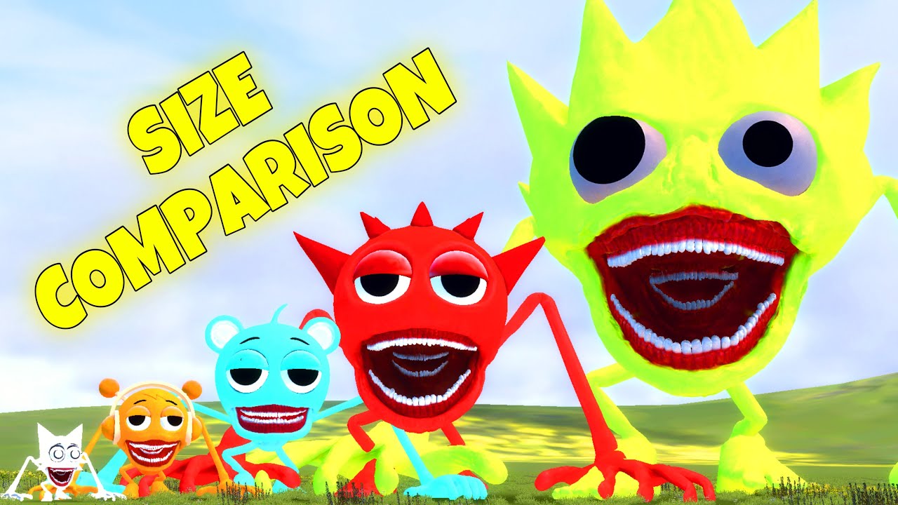 NEW SIZE COMPARISON SPRUNKI TAPES FAMILY in Garry's Mod! - YouTube