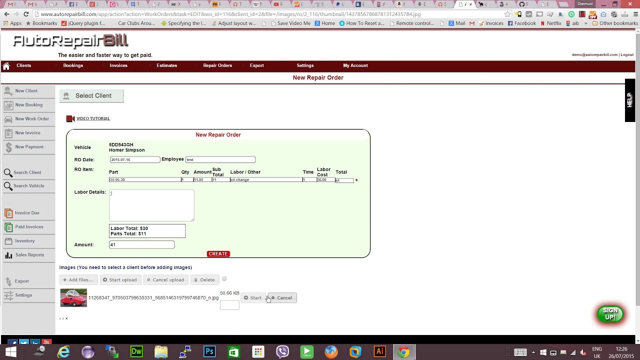 Repair Orders - Adding Images - Auto Repair Invoice Software - YouTube