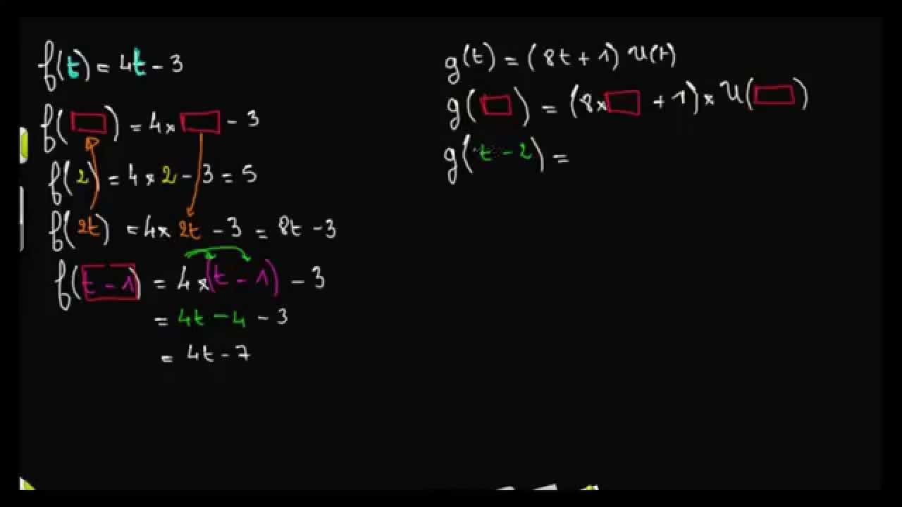 Exemple avec f(t) = 4t - 3 : d) sur une fonction causale g(t), donner g ...