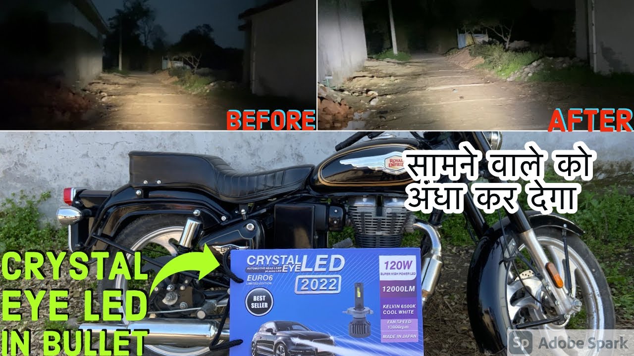 Crystal EYE LED in Bike || Bullet 350 LED Light || Universal LED ...