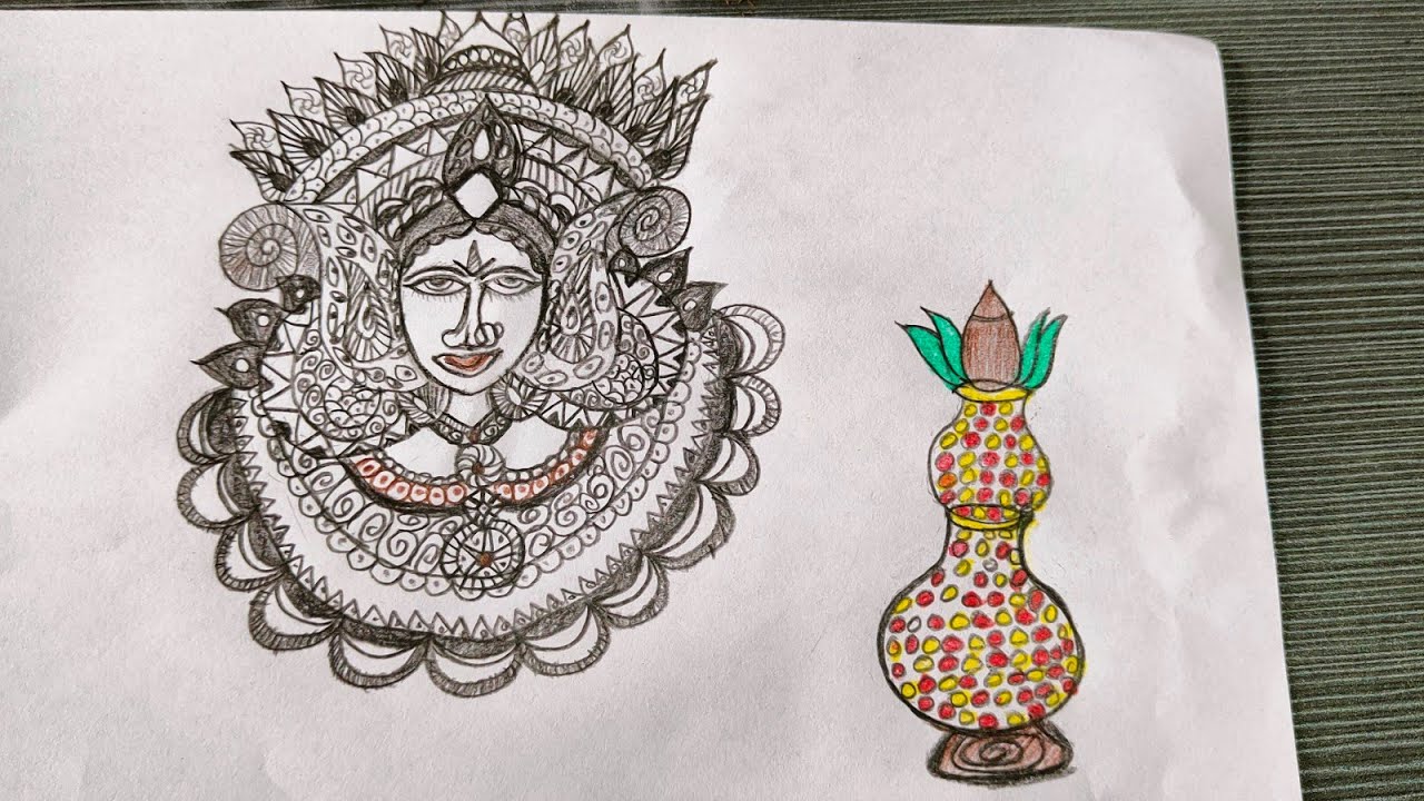 బోనాల ప్రత్యేక అమ్మవారి మరియు బోనం డ్రాయింగ్‌లు |Bonnal Amavari Drawing ...