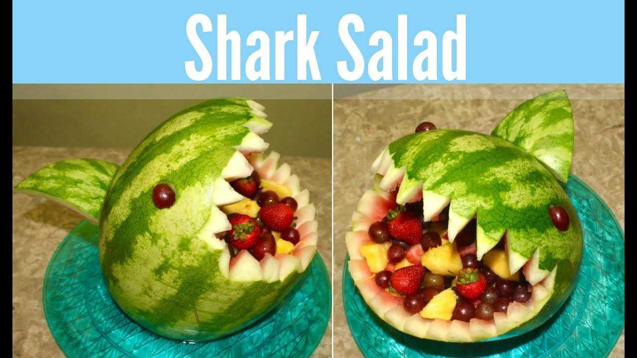 How To Make a Watermelon Shark Fruit Salad - YouTube