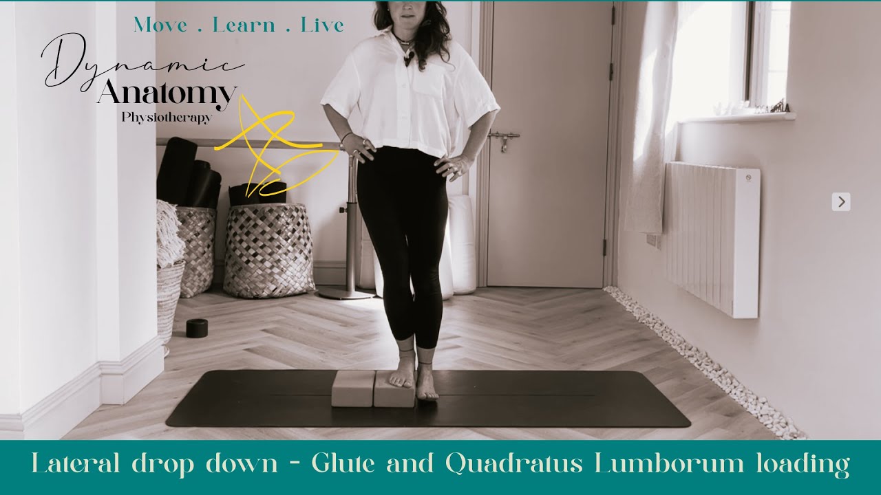Lateral drop down from a step - for glute and QL loading - YouTube