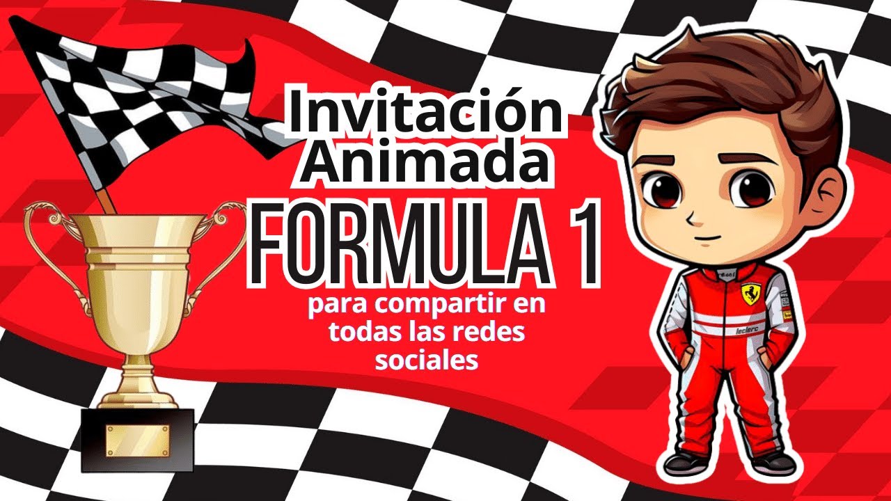Invitación Cumpleaños Formula 1 🚗 🏁 Tarjeta Animada, Virtual, Digital y ...