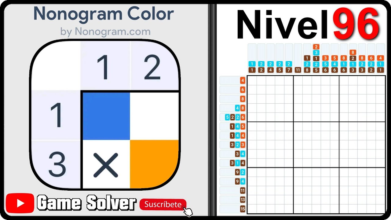 𝐍𝐎𝐍𝐎𝐆𝐑𝐀𝐌.𝐂𝐎𝐌 𝐂𝐎𝐋𝐎𝐑 | Rompecabezas lógicos japoneses - Nivel 96 [Gameplay | Tutorial | Solución ...