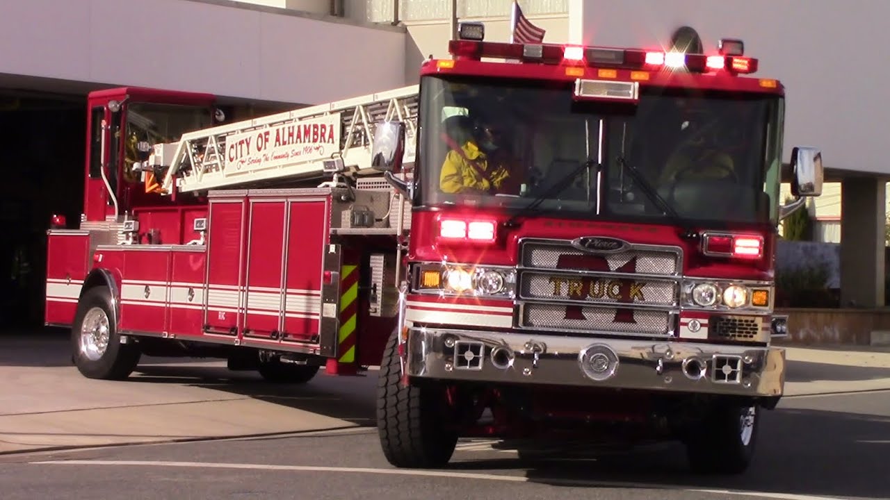 Alhambra Fire Dept. Truck 71 Responding - YouTube