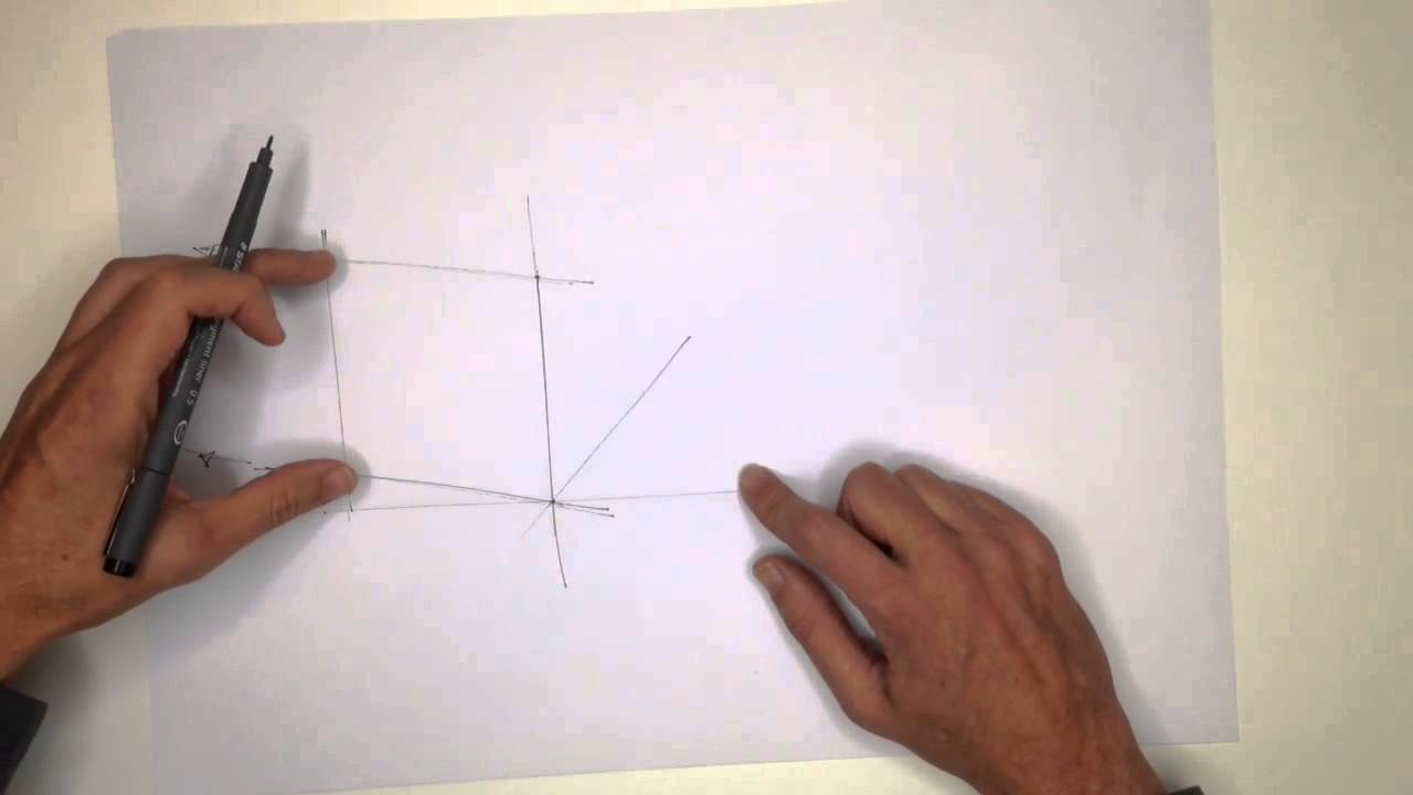Basic steps for sketching a cube in 2-point perspective - YouTube