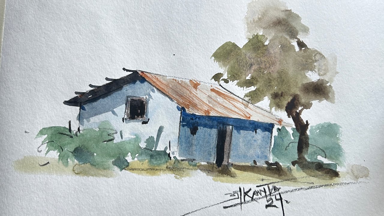 How to make a hut in watercolour - YouTube