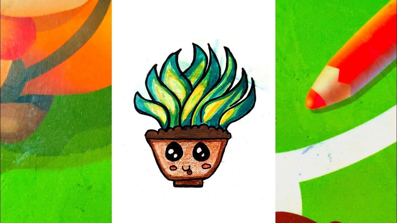 Steps to Draw Grass Pot, Draw Pot, How to draw pot - YouTube