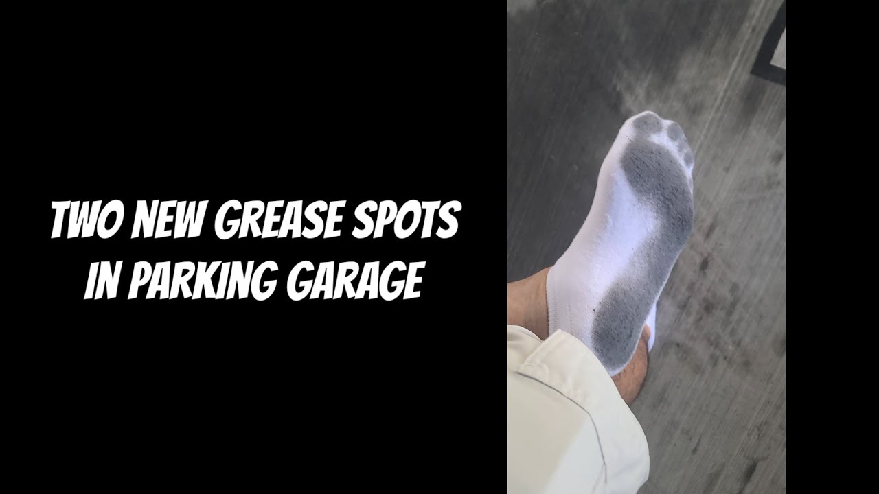 Two new grease spots in parking garage - YouTube