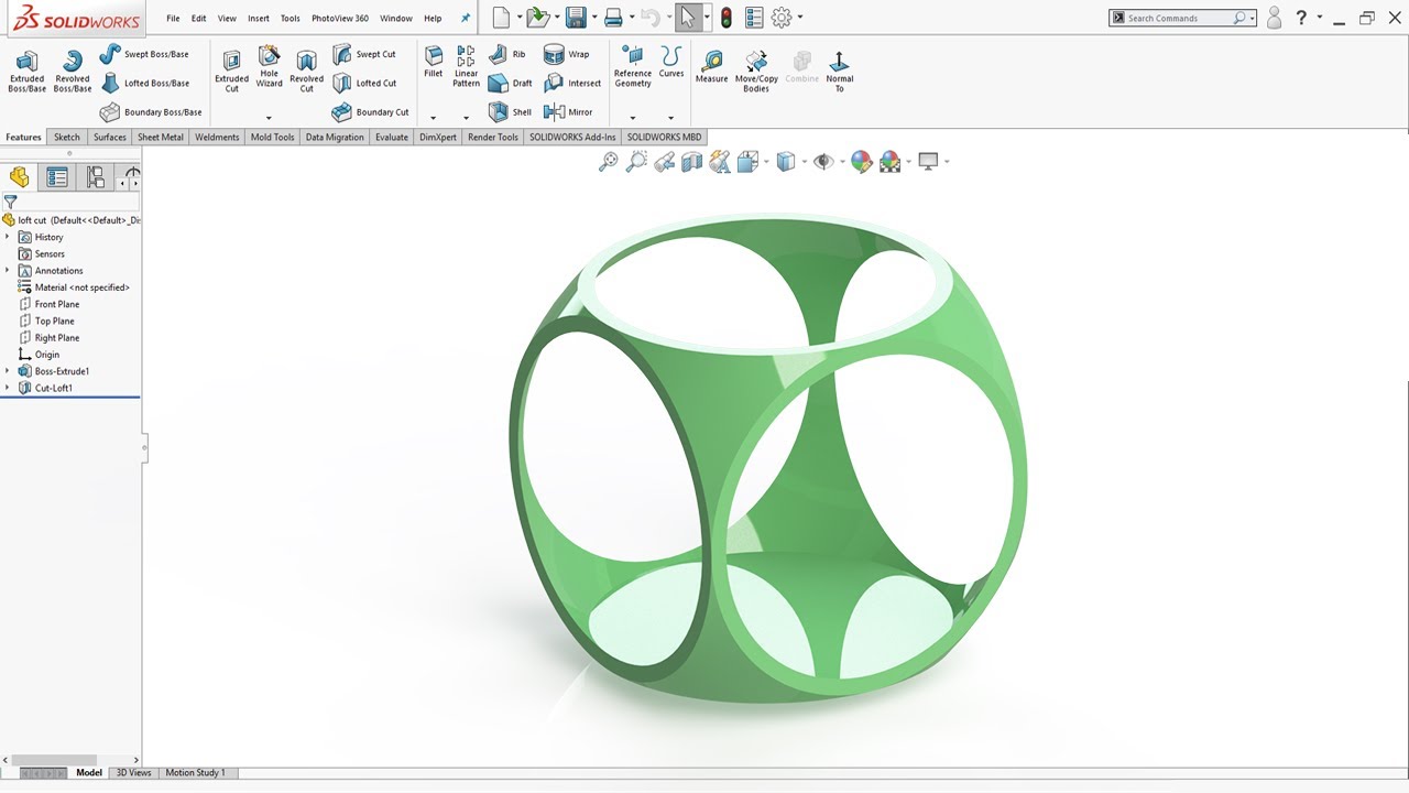 Spherical Frame with 6 Circular Cutouts in SolidWorks - YouTube
