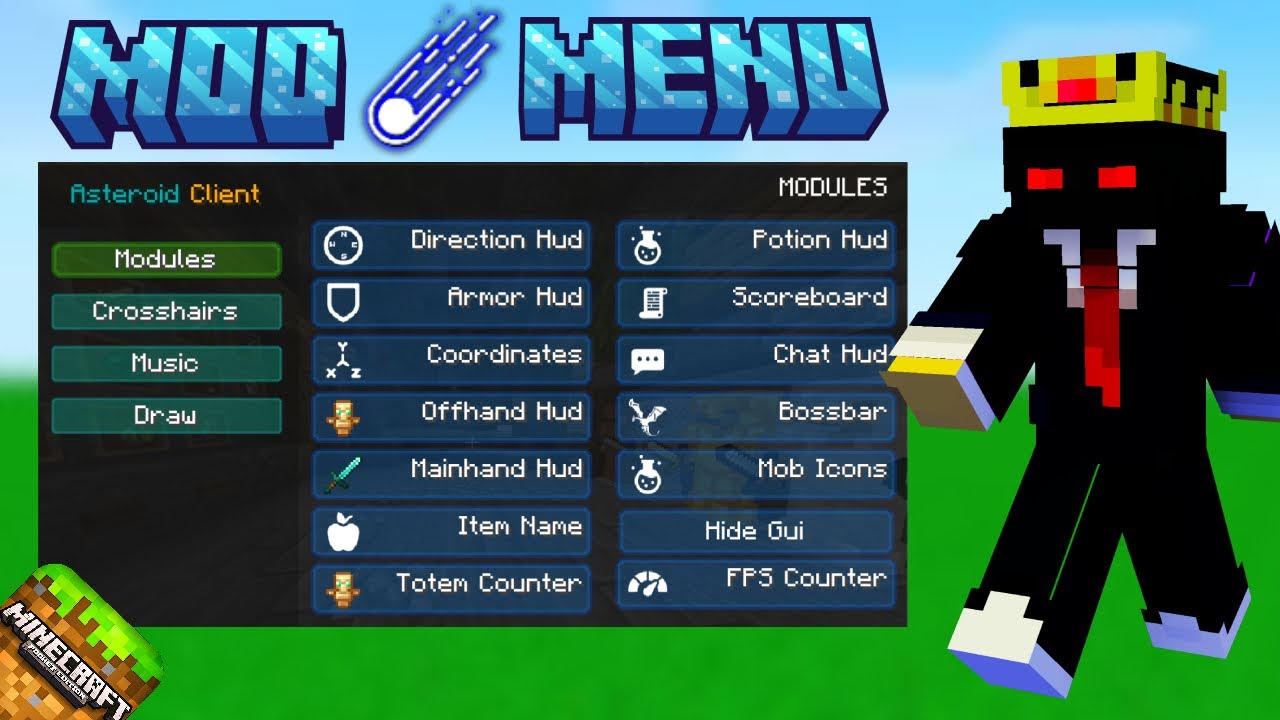 The Best Mod Menu Client (Asteroid Client) For MCPE 1.21+ - YouTube