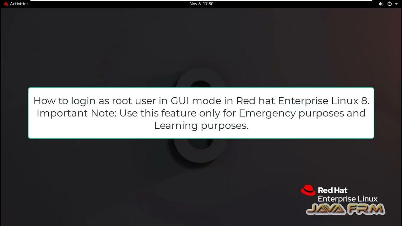 How to login as a root user in GUI mode on Red hat Enterprise Linux 8 - YouTube