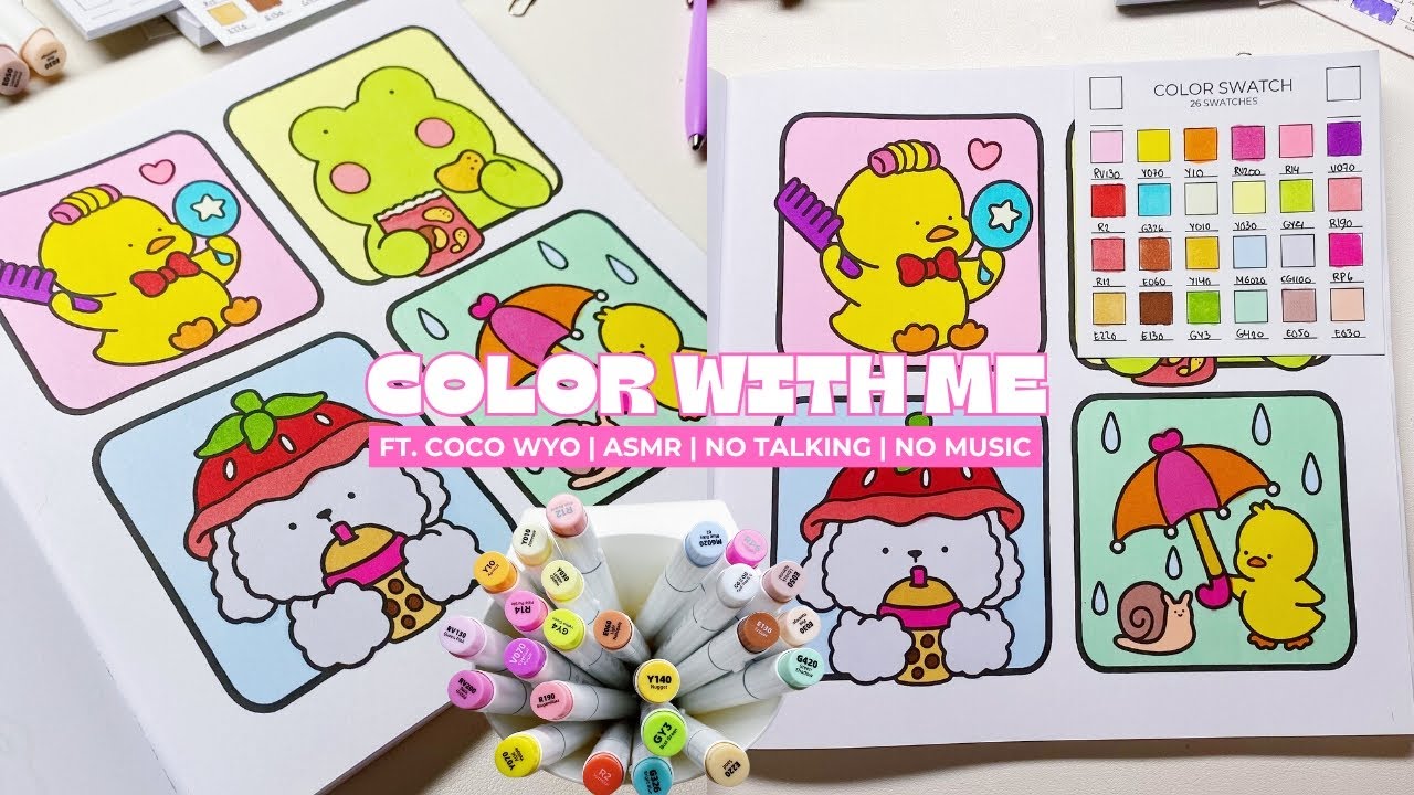 ASMR COLOR WITH ME "Comfy Days" by Coco Wyo Using Ohuhu Markers - YouTube