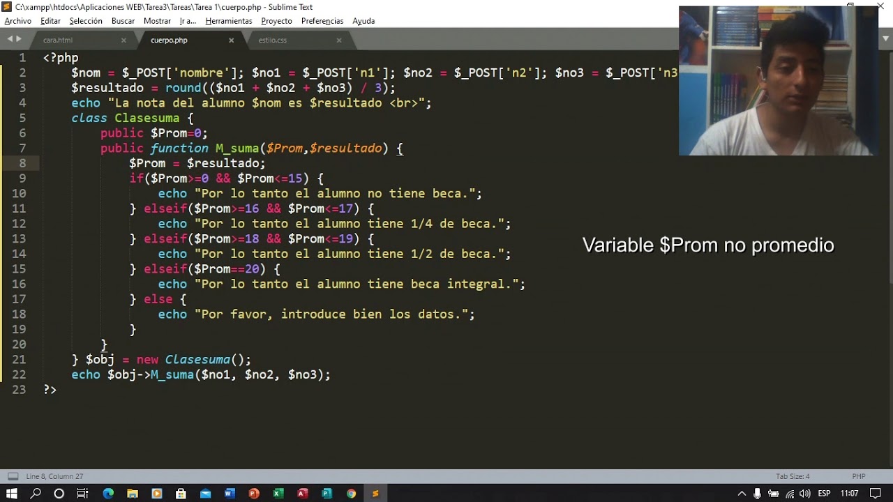 Promedio de notas (HTML, PHP, CSS) - YouTube