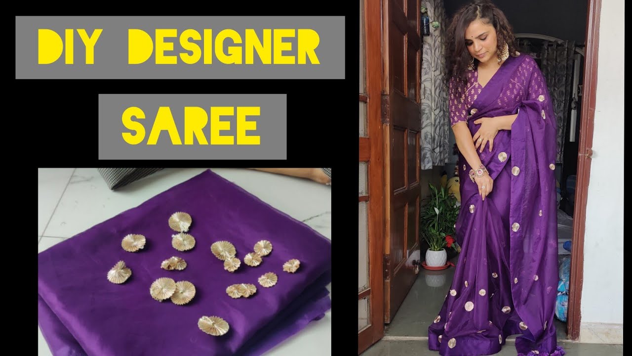 DIY SAREE making| Designer saree at home| #sareestyling - YouTube