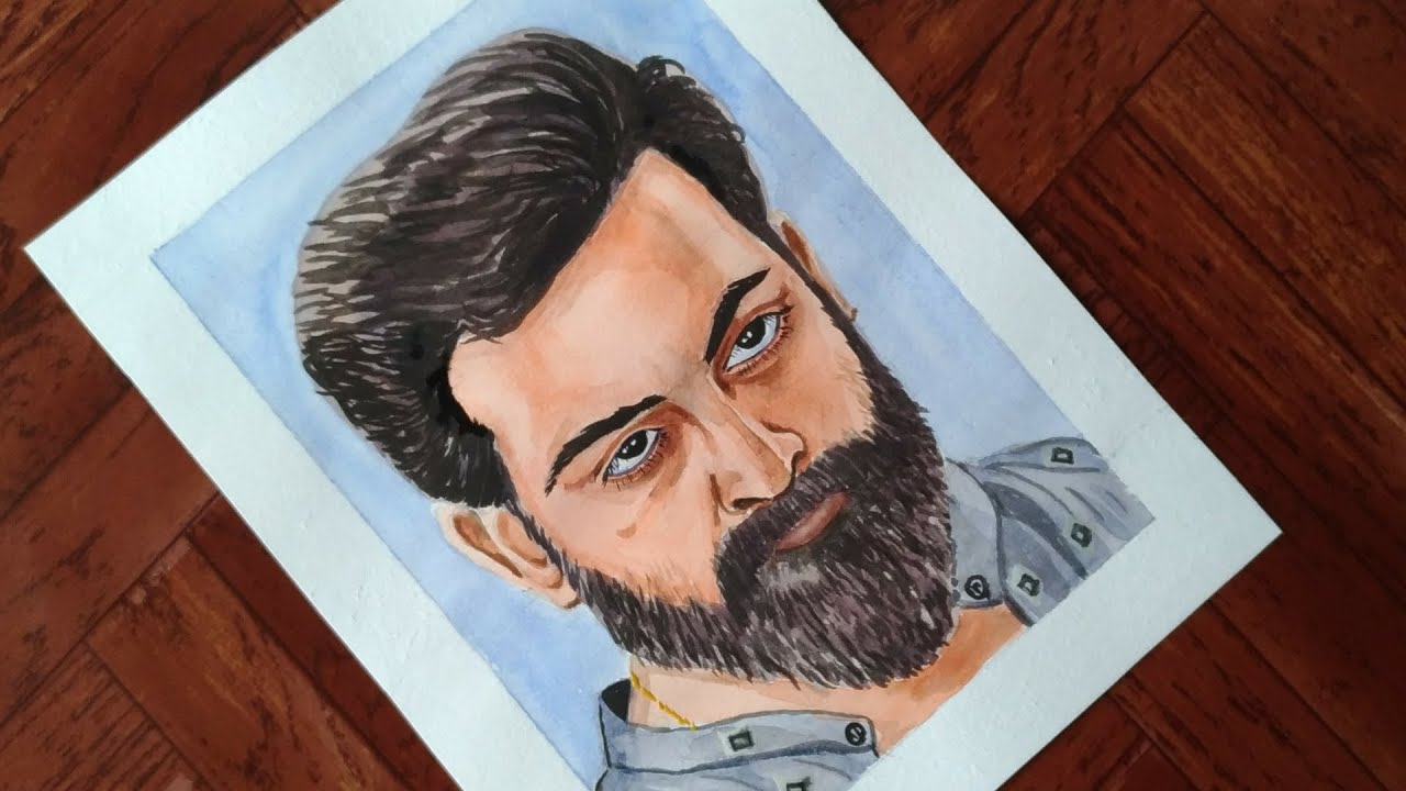 How to draw Prithviraj Sukumaran in watercolor - YouTube