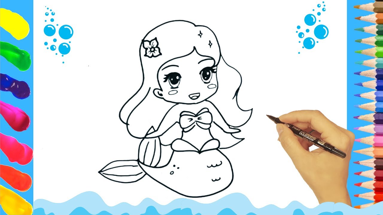 🧜 How to Draw Princess Ariel Full Body | The Little Mermaid | Cách Vẽ ...