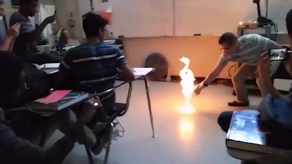 chemistry teacher sets fire to classroom HILARIOUS MUST SEE! - YouTube