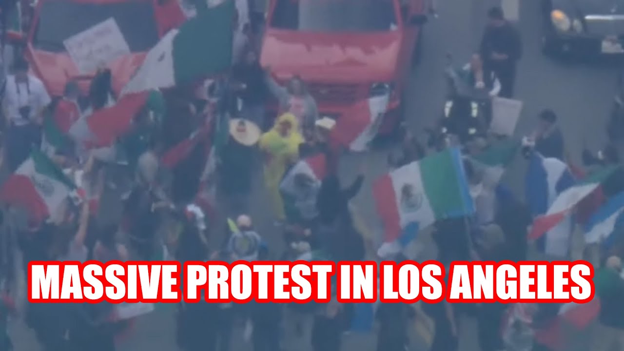 DONALD TRUMP MASSIVE PROTEST IN LOS ANGELES ANTI ICE PROTEST - YouTube