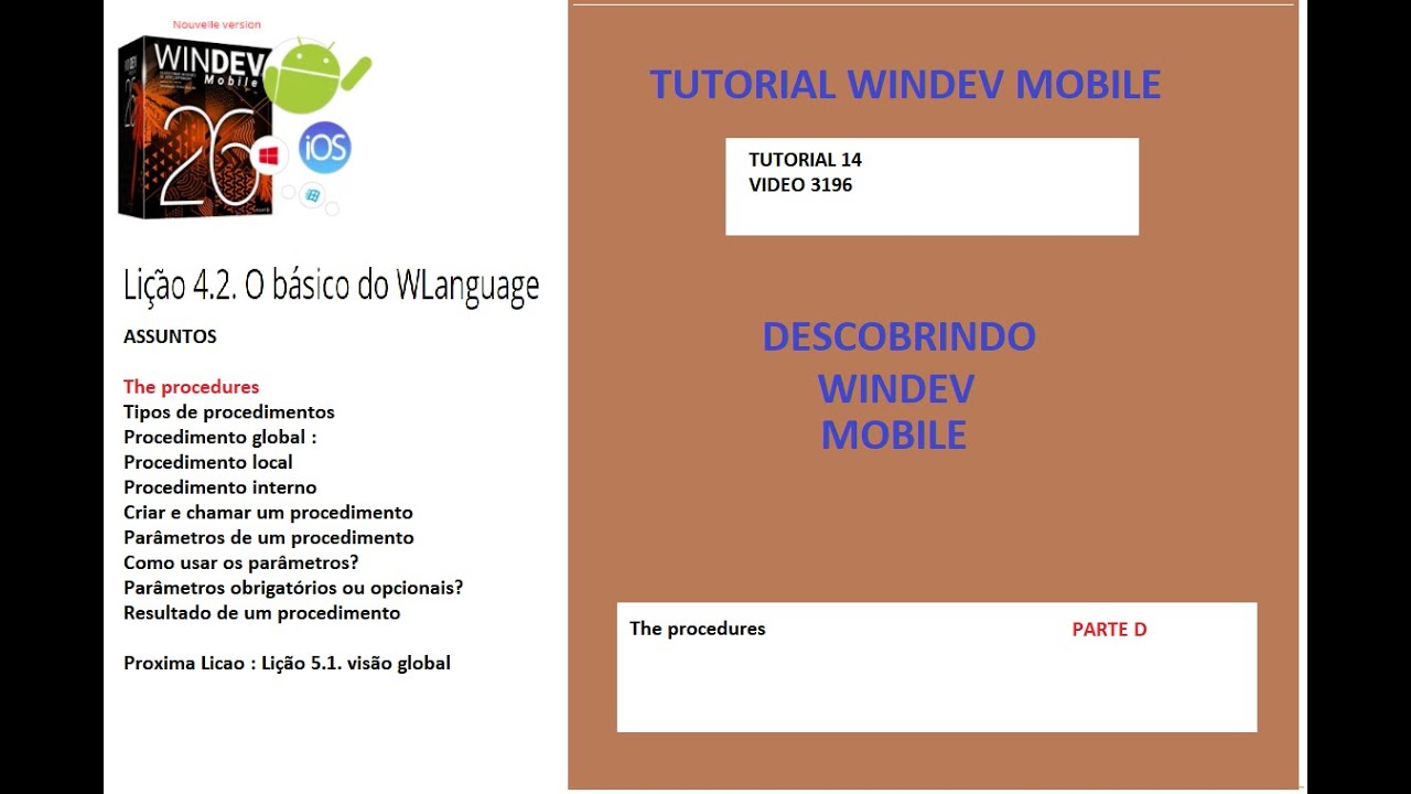 DICAS 3196 WINDEV MOBILE TUTORIAL 14 Lição 4 2 Language The procedures ...