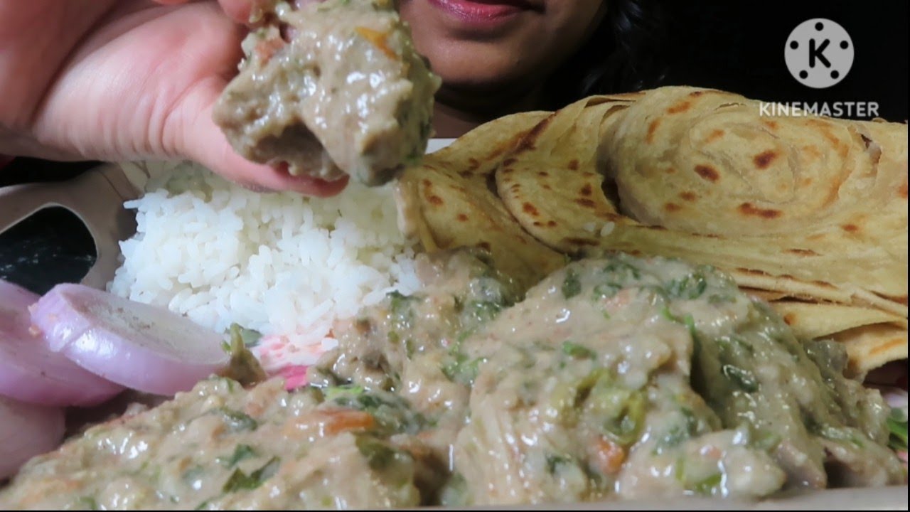 DELICIOUS DHANIA BUTTER CHICKEN, RICE, ATTA LACHA PARATHA EATING😋 - YouTube