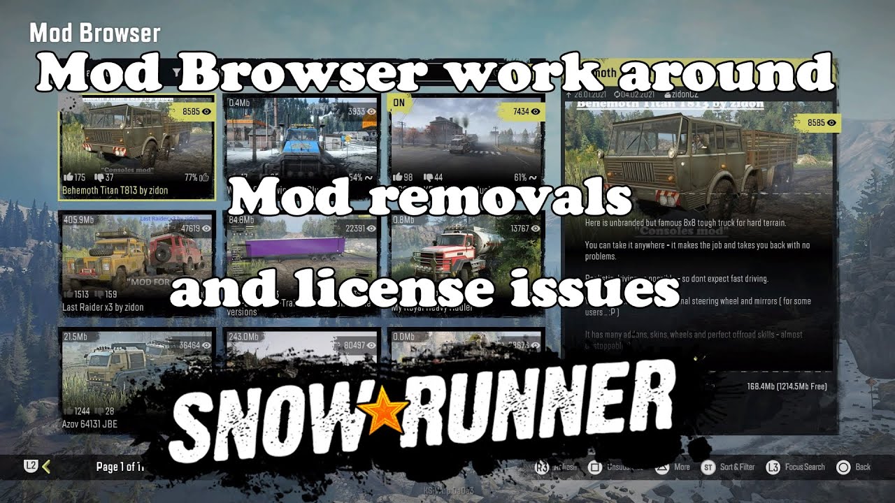 Snowrunner PS4 | Mod browser work arounds - YouTube
