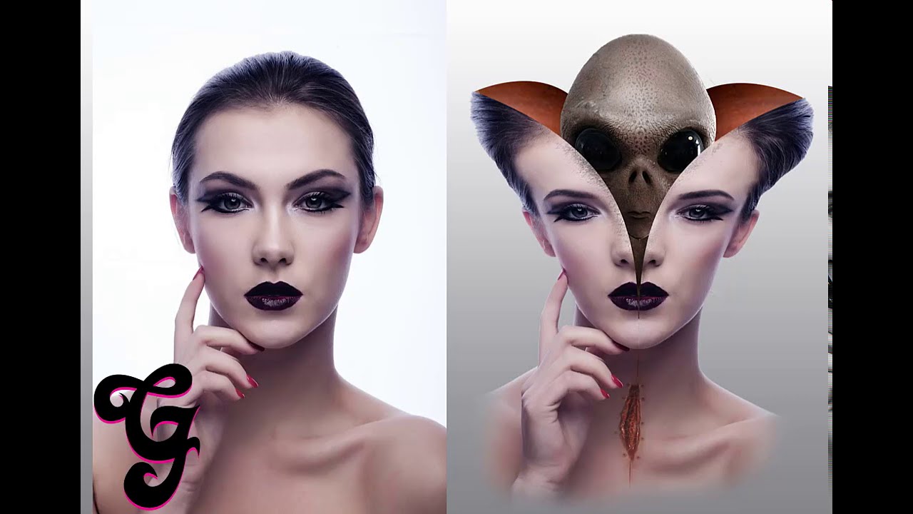 how to Create alien face manipulation in adobe photoshop - YouTube
