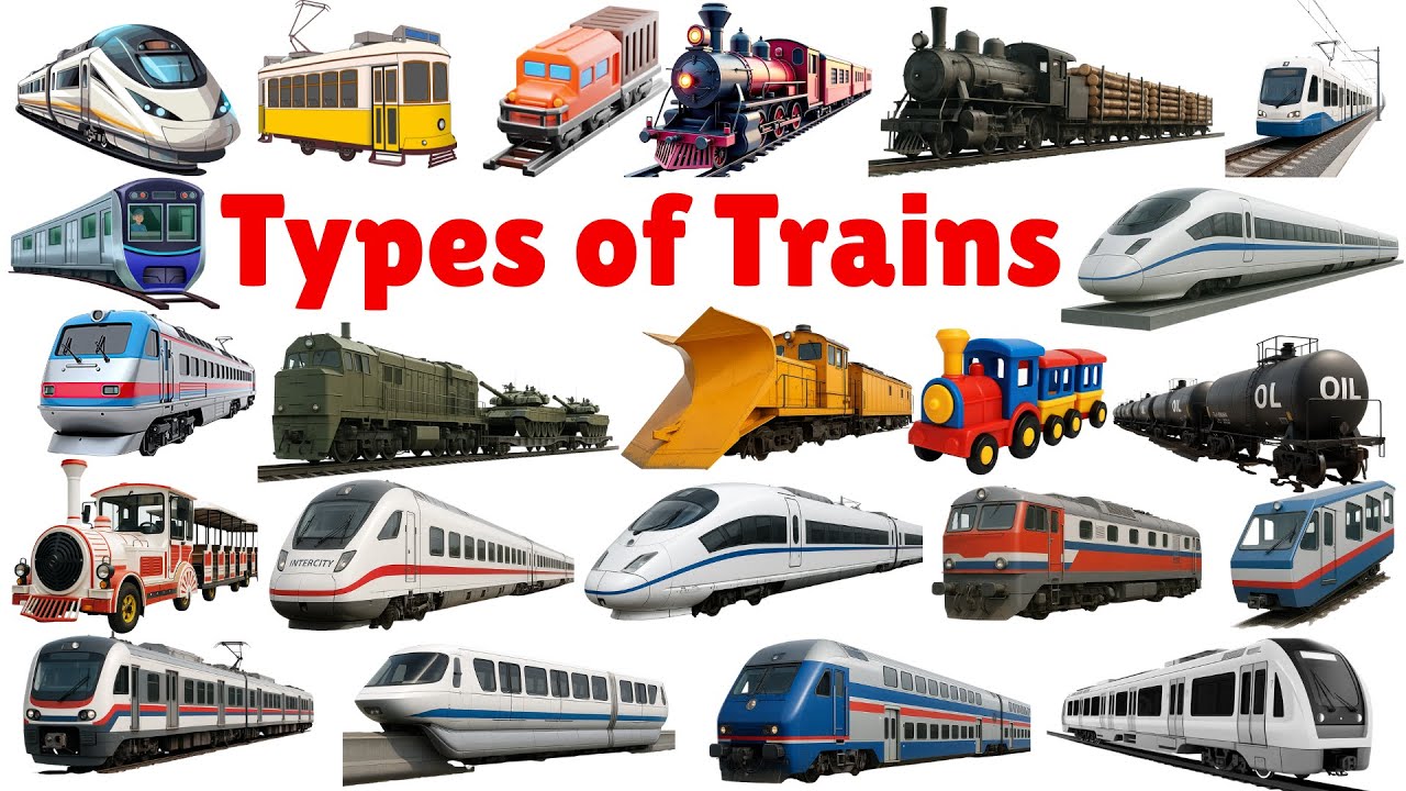 Types of Trains for Kids | Train Names in English | English Vocabulary ...
