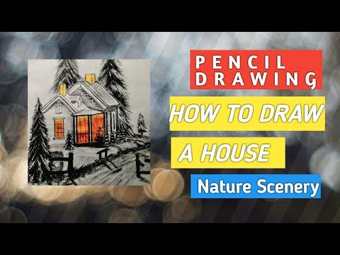 pencil drawing /How to draw a house / scenery - YouTube