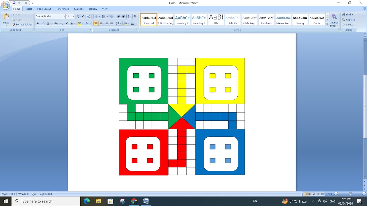 ludo design in ms word | how we can draw a ludo in ms word - YouTube
