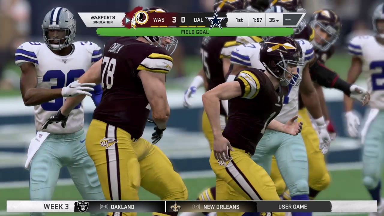 Madden NFL 20 Franchise Mode Season 2 Week 3 Washington Redskins ...