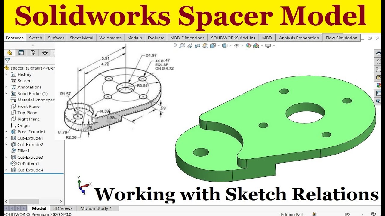 Solidworks advanced tutorials : Model a Spacer - YouTube
