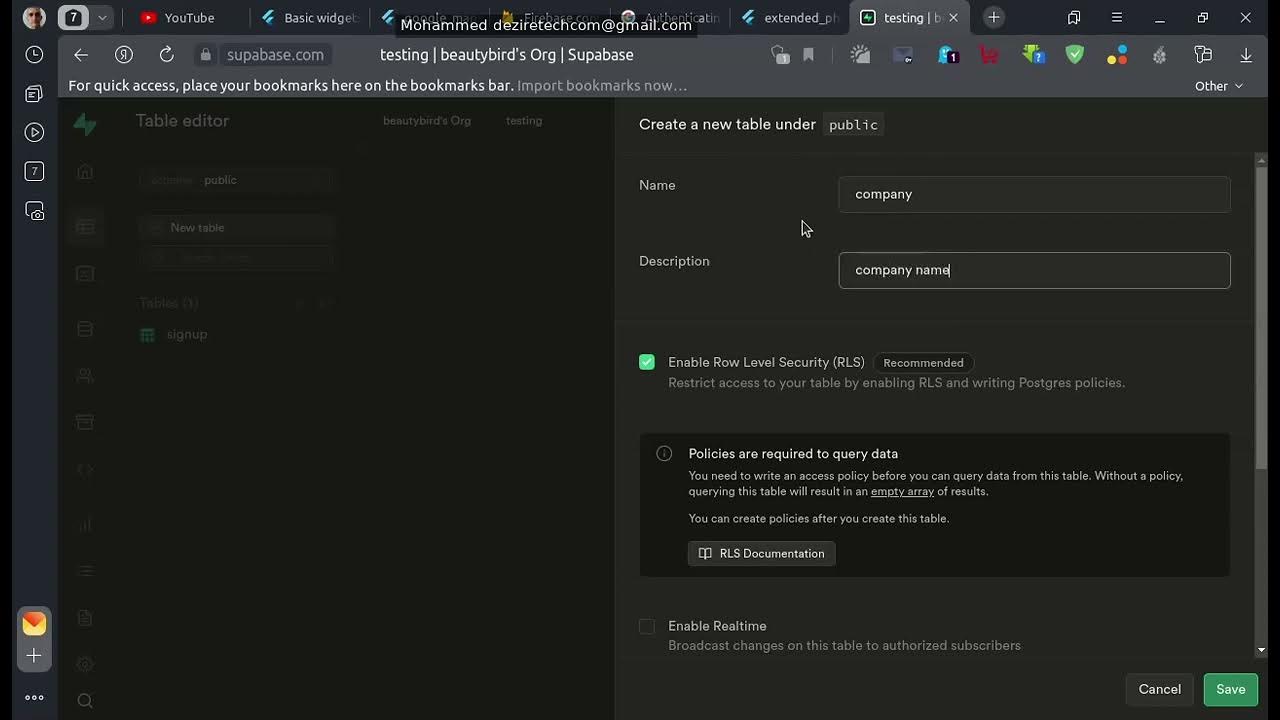 1 Supabase Tables Youtube