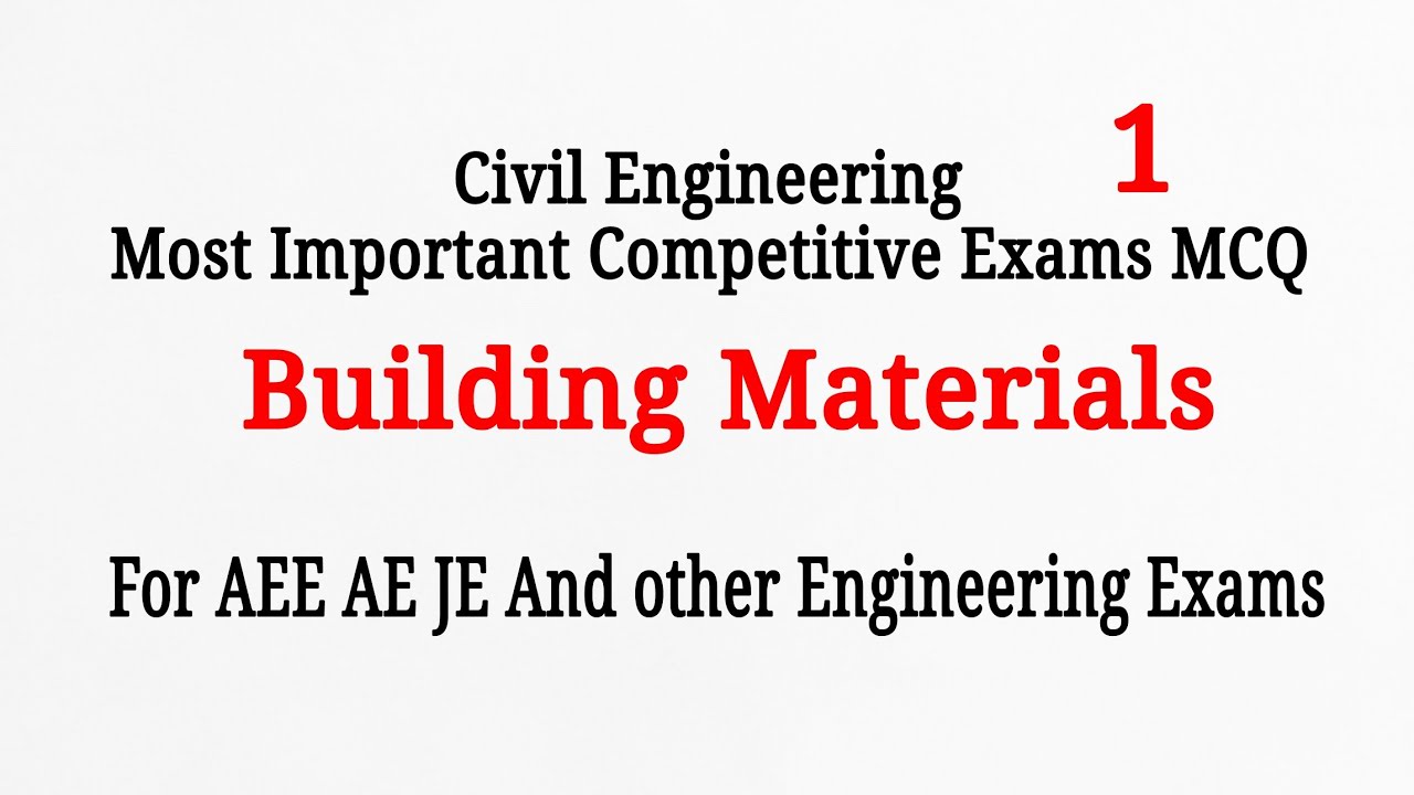 AEE | AE | JE | JE Civil Engineering | Building Materials | SSC JE - YouTube