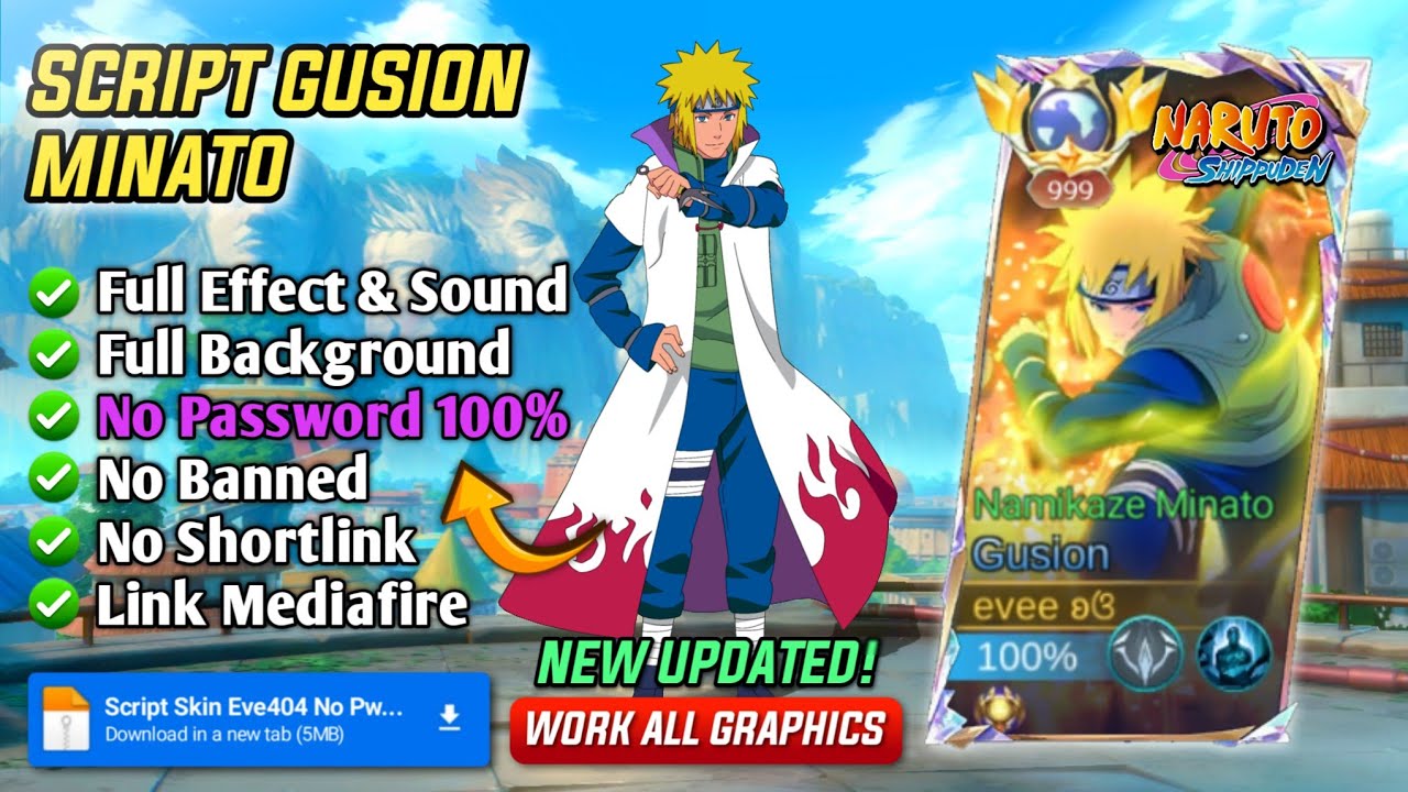 OPTIMIZED!! Script Skin Gusion Minato - Full Effect Voice | No Password ...