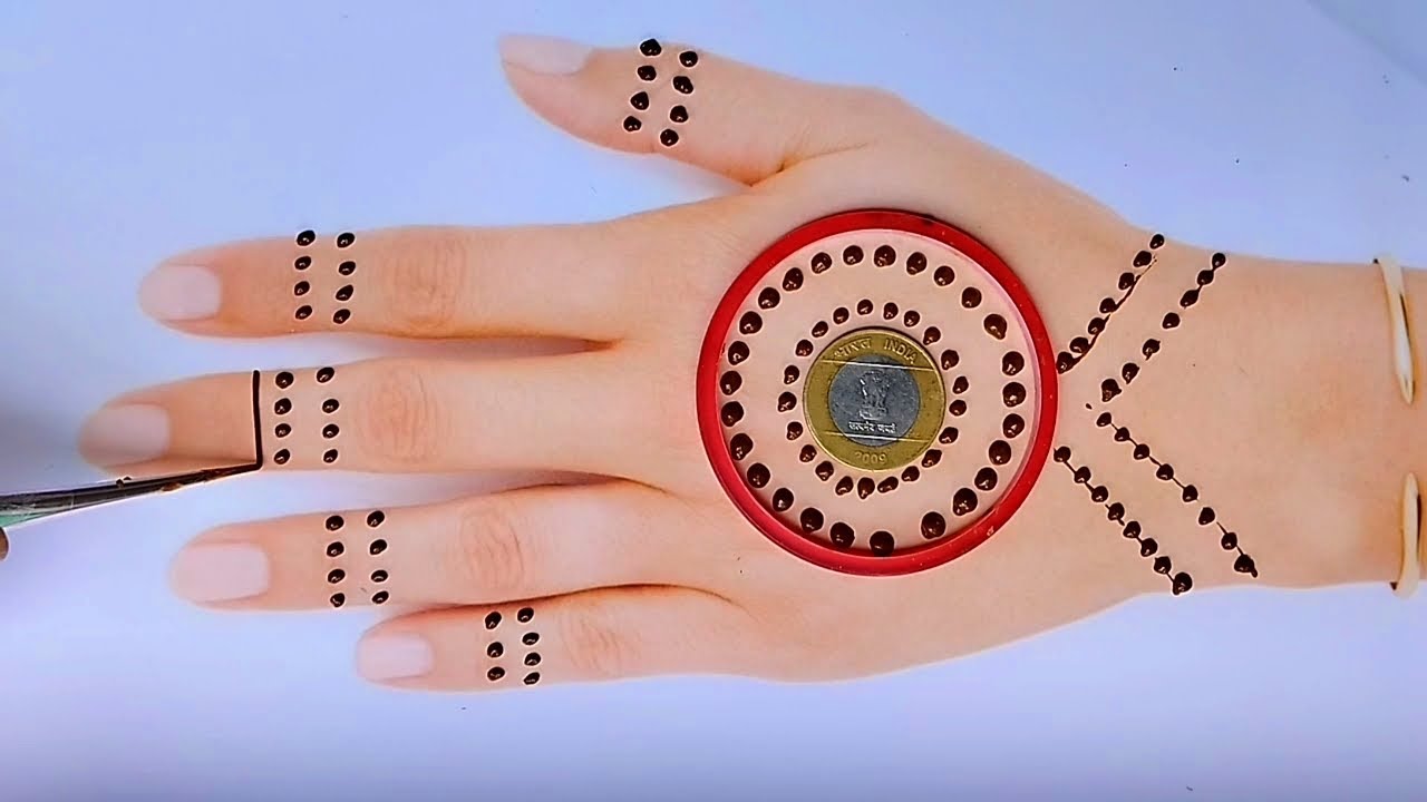 dotted mandal mehandi design || very easy simple mehandi design ...