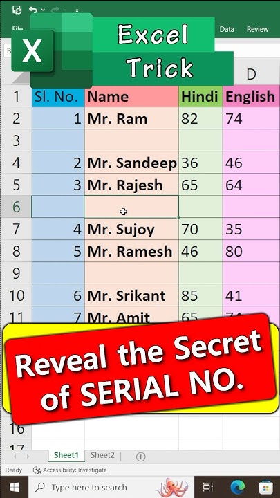 🔥Automatically insert serial number except blank cell in excel #shorts #ytshorts #excel - YouTube
