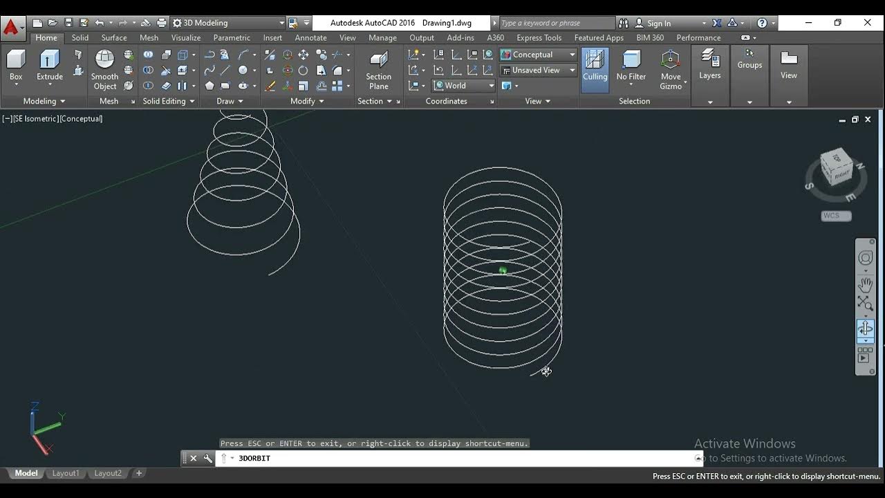 #Helix #Creates a #3D #spiral in #AutoCAD - YouTube