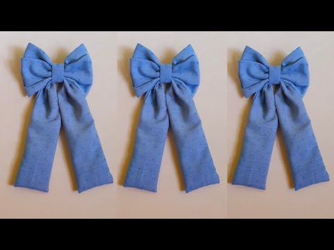 DIY : How To Make Febric Bow / Cloth Bow Making Easy Tricks / Long Tail ...