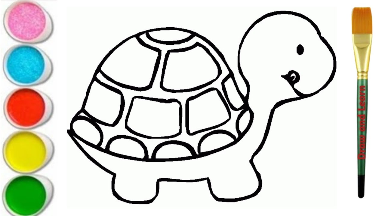 Tortoise 🐢 drawing || How to draw tortoise 🐢 easy for kids and toddlers ...